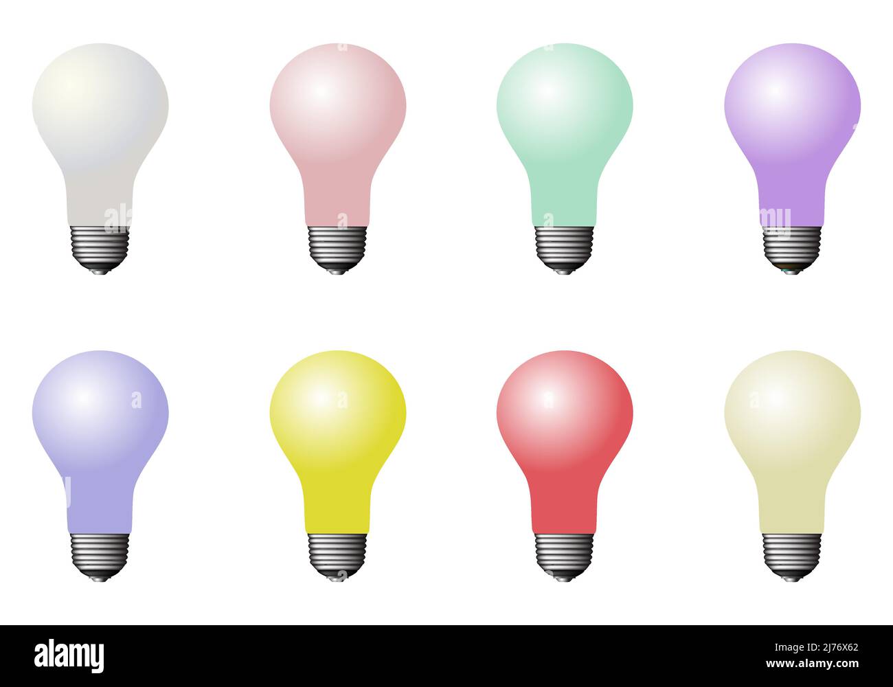 Colorful Realistic Led Bulbs. Set Of Eight Bulbs Stock Vector Image ...