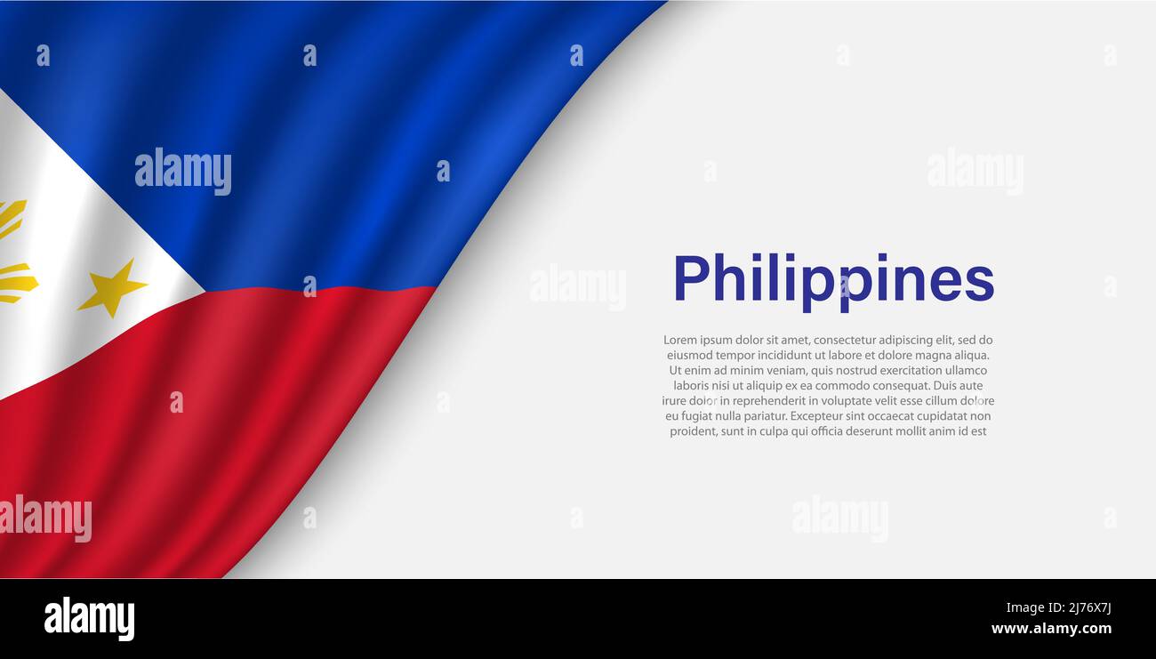 Wave flag of Philippines on white background. Banner or ribbon vector ...