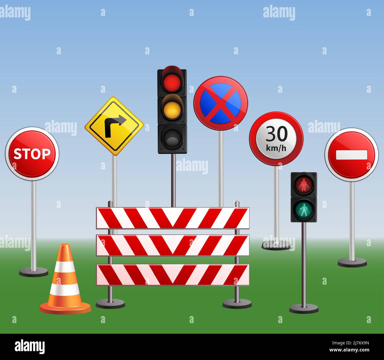 Realistic Colorful Road sign Stock Vector Image & Art - Alamy