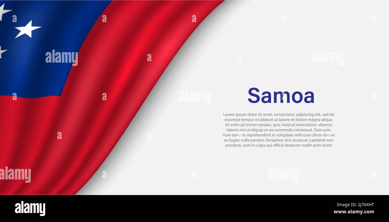 Wave flag of Samoa on white background. Banner or ribbon vector ...