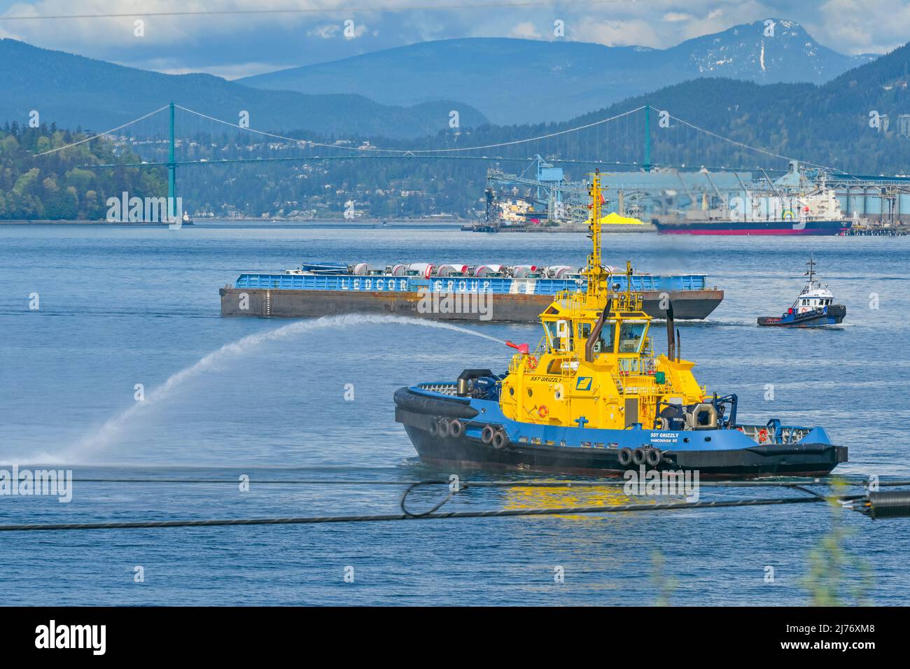 SST Grizzzly escort Tug boat employing Fi-Fi 1 standard external fire ...