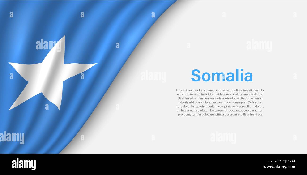 Wave flag of Somalia on white background. Banner or ribbon vector ...