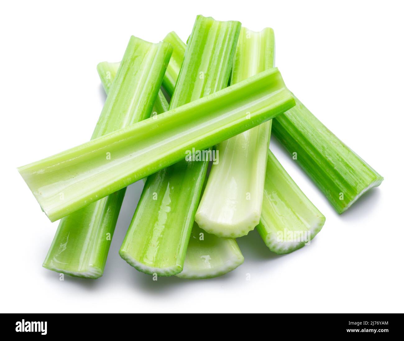 Pile of celery ribs isolated on white background Stock Photo - Alamy