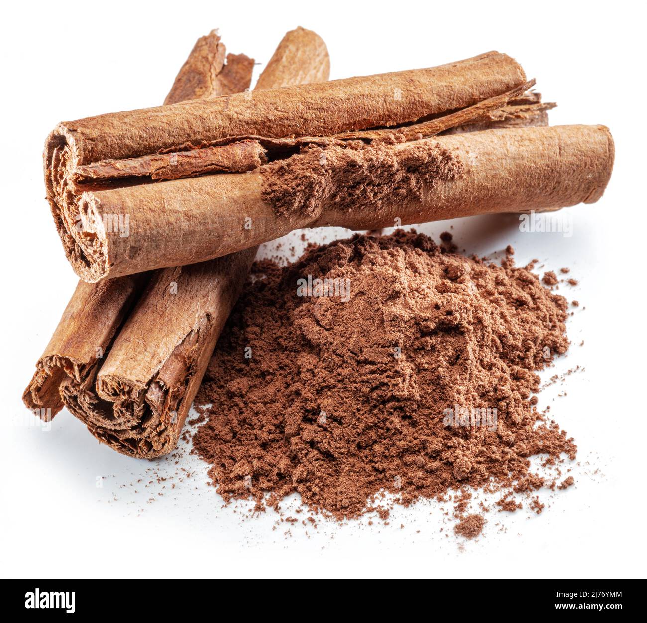 Cinnamon dried bark strips and cinnamon powder, sweet-smelling brown ...