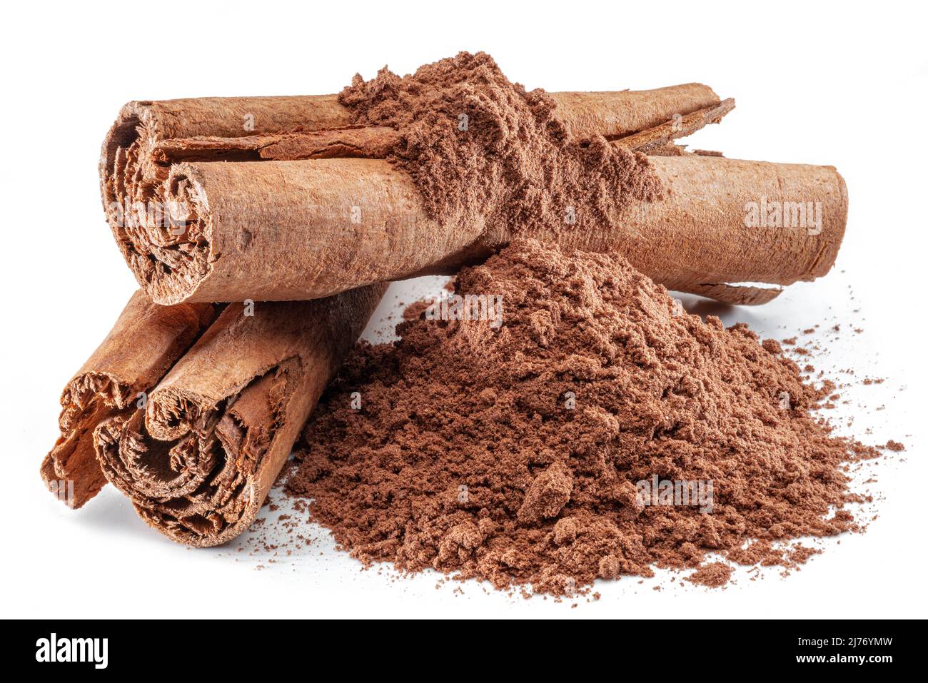Cinnamon dried bark strips and cinnamon powder, sweet-smelling brown ...
