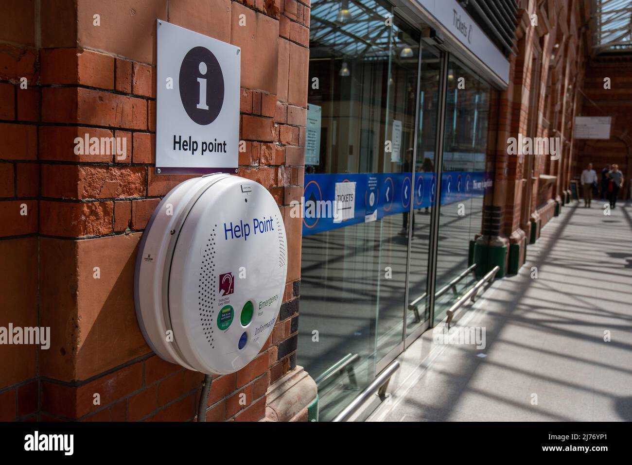 Help point in Nottingham Railway Station Stock Photo - Alamy