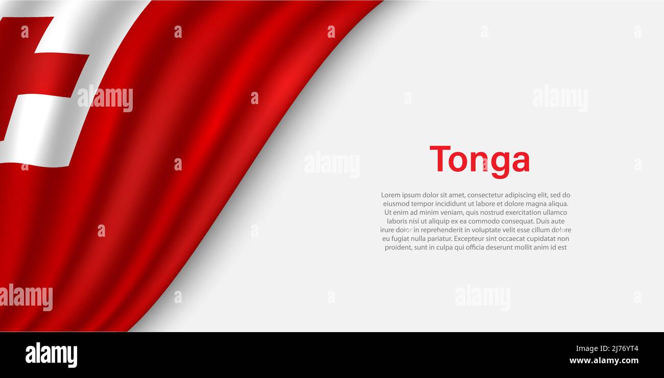 Wave flag of Tonga on white background. Banner or ribbon vector ...