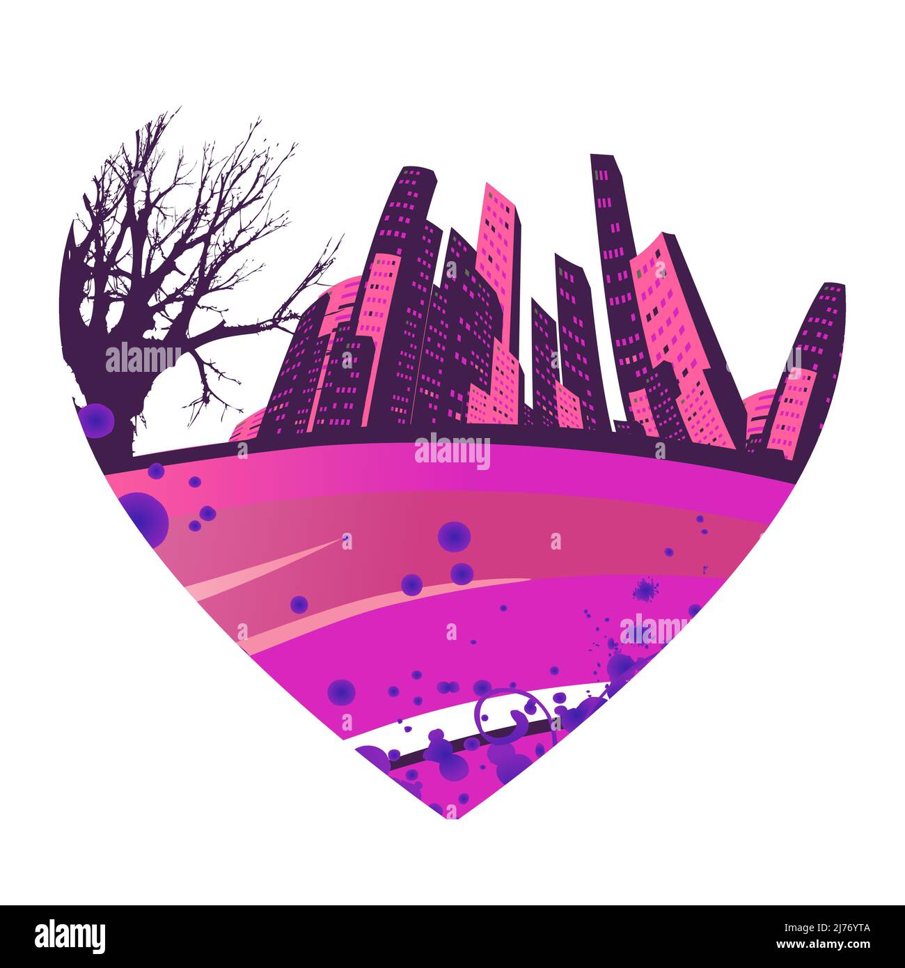 Silhouette city heart love Cut Out Stock Images & Pictures - Alamy