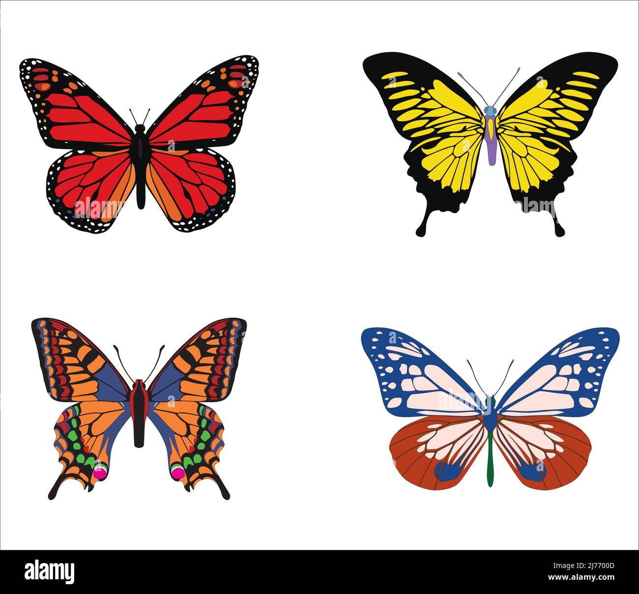 Beautiful Butterflies Collection Of Four Stock Vector Image & Art - Alamy