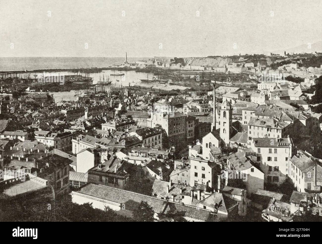 The city and harbor of Genoa, Italy, circa 1900 Stock Photo - Alamy