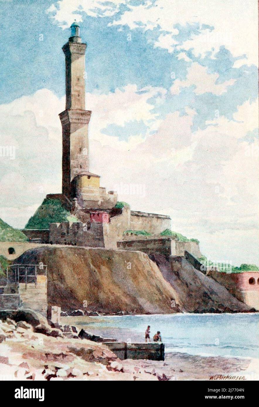La Lanterna - Lighthouse of Genoa, circa 1900 Stock Photo - Alamy