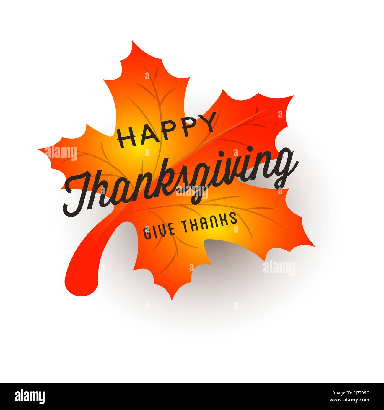 Happy Thanksgiving Day Give Thanks Greetings Typography With Autumn Fall Leaves Stock Vector ...