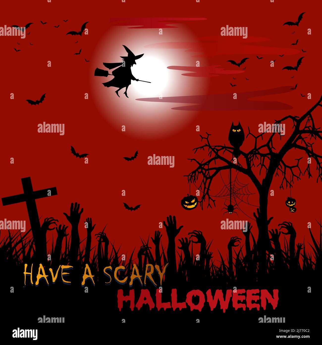 Spooky halloween tree witch Stock Vector Images - Alamy