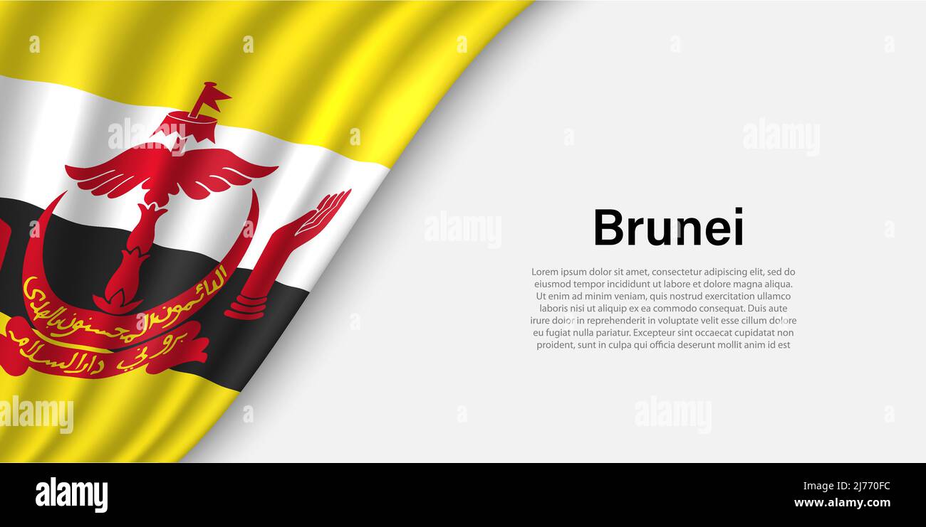 Wave flag of Brunei on white background. Banner or ribbon vector ...