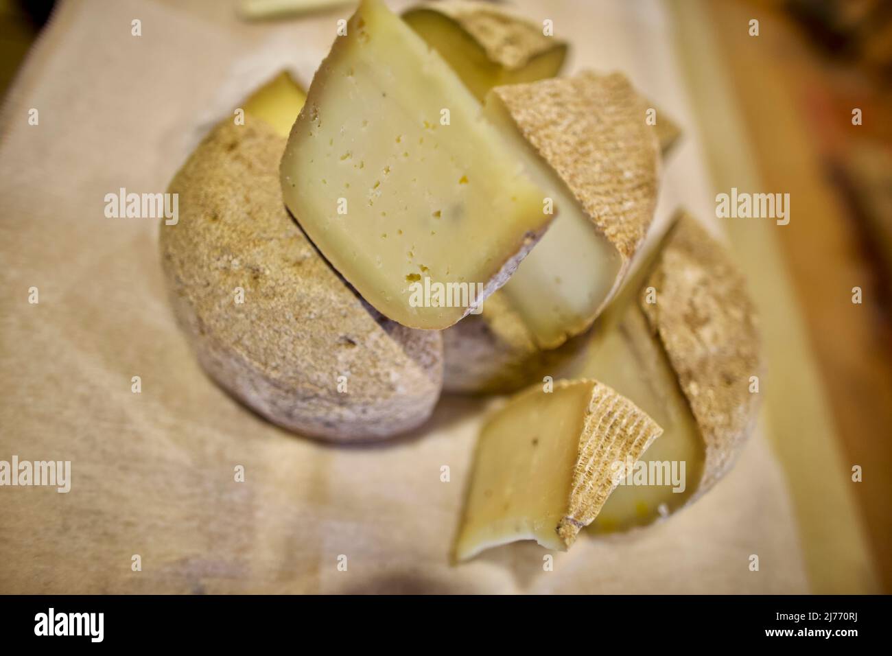 Pyrenees style cave aged cheese hi-res stock photography and images - Alamy