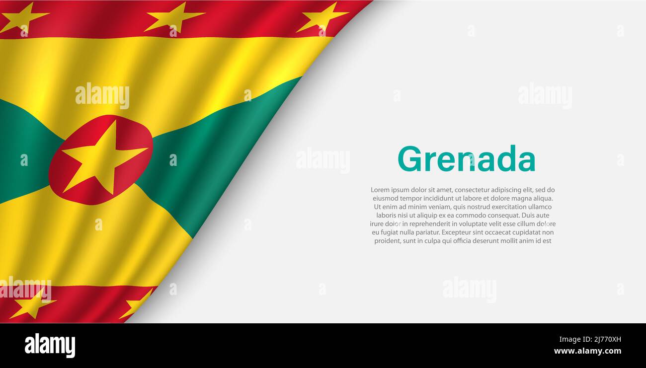 Wave flag of Grenada on white background. Banner or ribbon vector ...