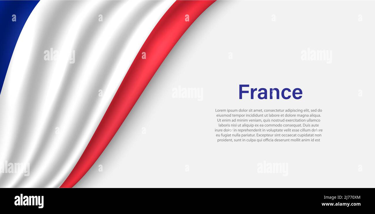 Wave flag of France on white background. Banner or ribbon vector ...