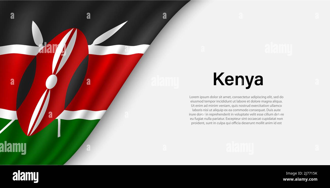 Wave flag of Kenya on white background. Banner or ribbon vector ...