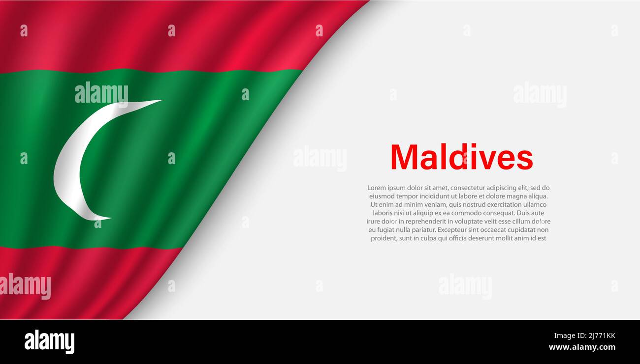 Wave flag of Maldives on white background. Banner or ribbon vector ...