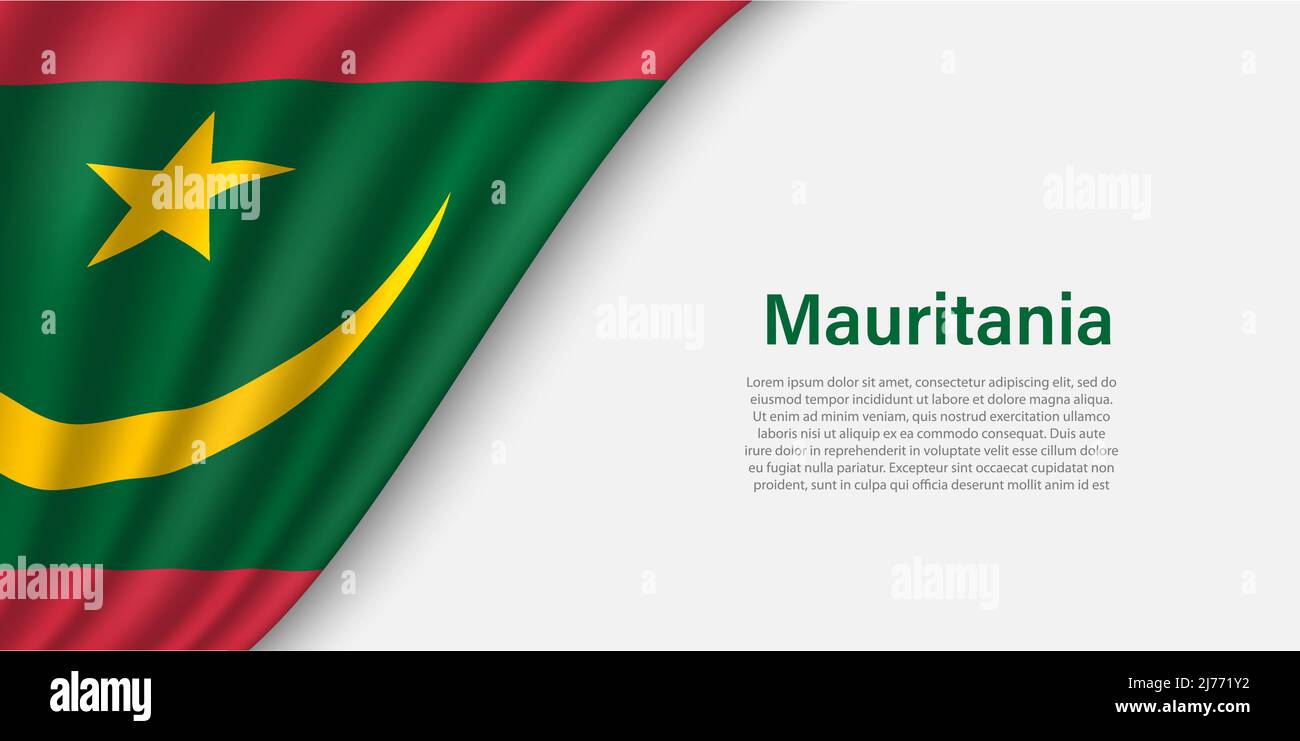 Wave flag of Mauritania on white background. Banner or ribbon vector ...