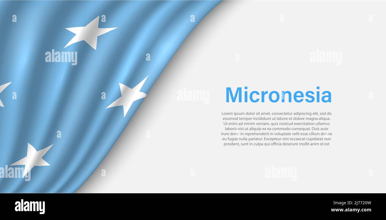 Wave flag of Micronesia on white background. Banner or ribbon vector ...