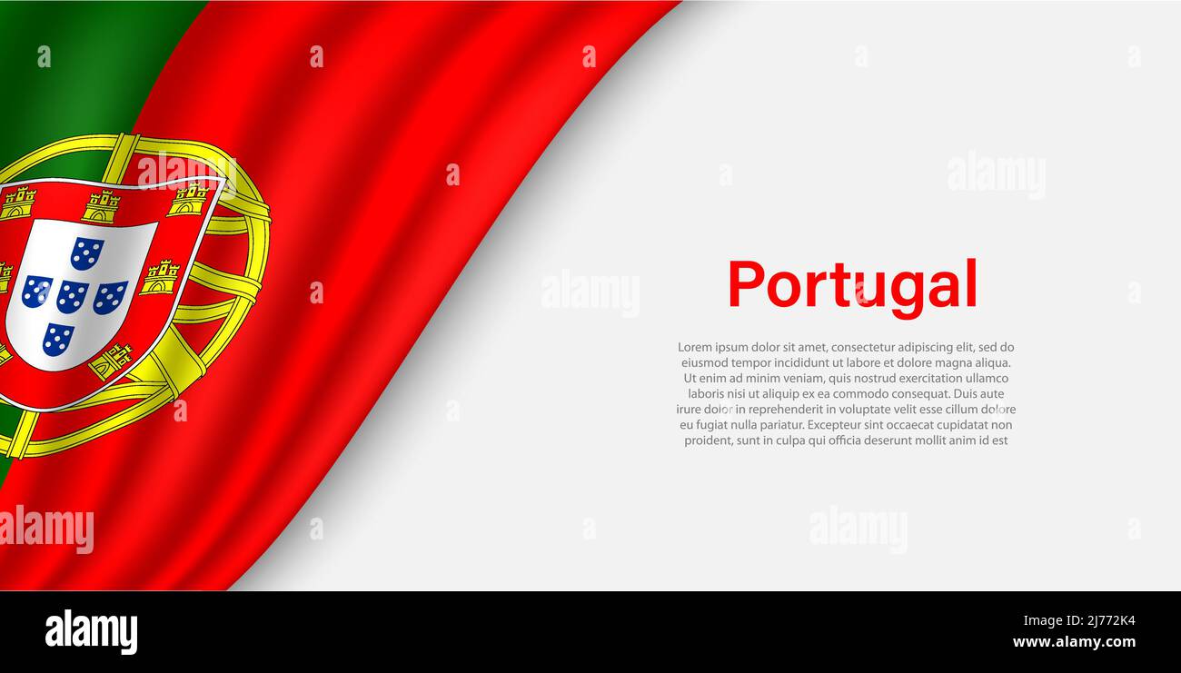 Wave flag of Portugal on white background. Banner or ribbon vector ...