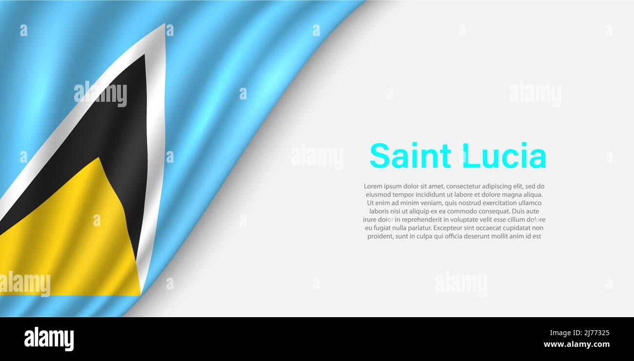 Wave flag of Saint Lucia on white background. Banner or ribbon vector ...