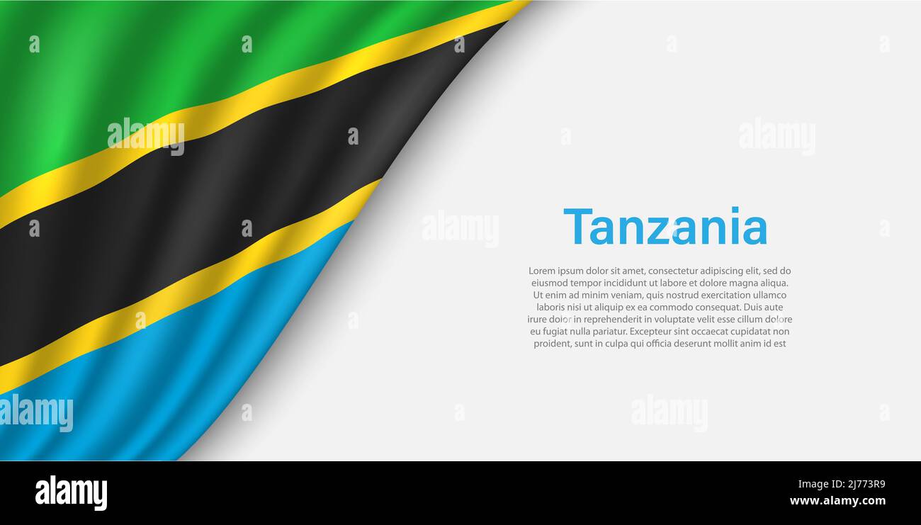 Wave flag of Tanzania on white background. Banner or ribbon vector ...