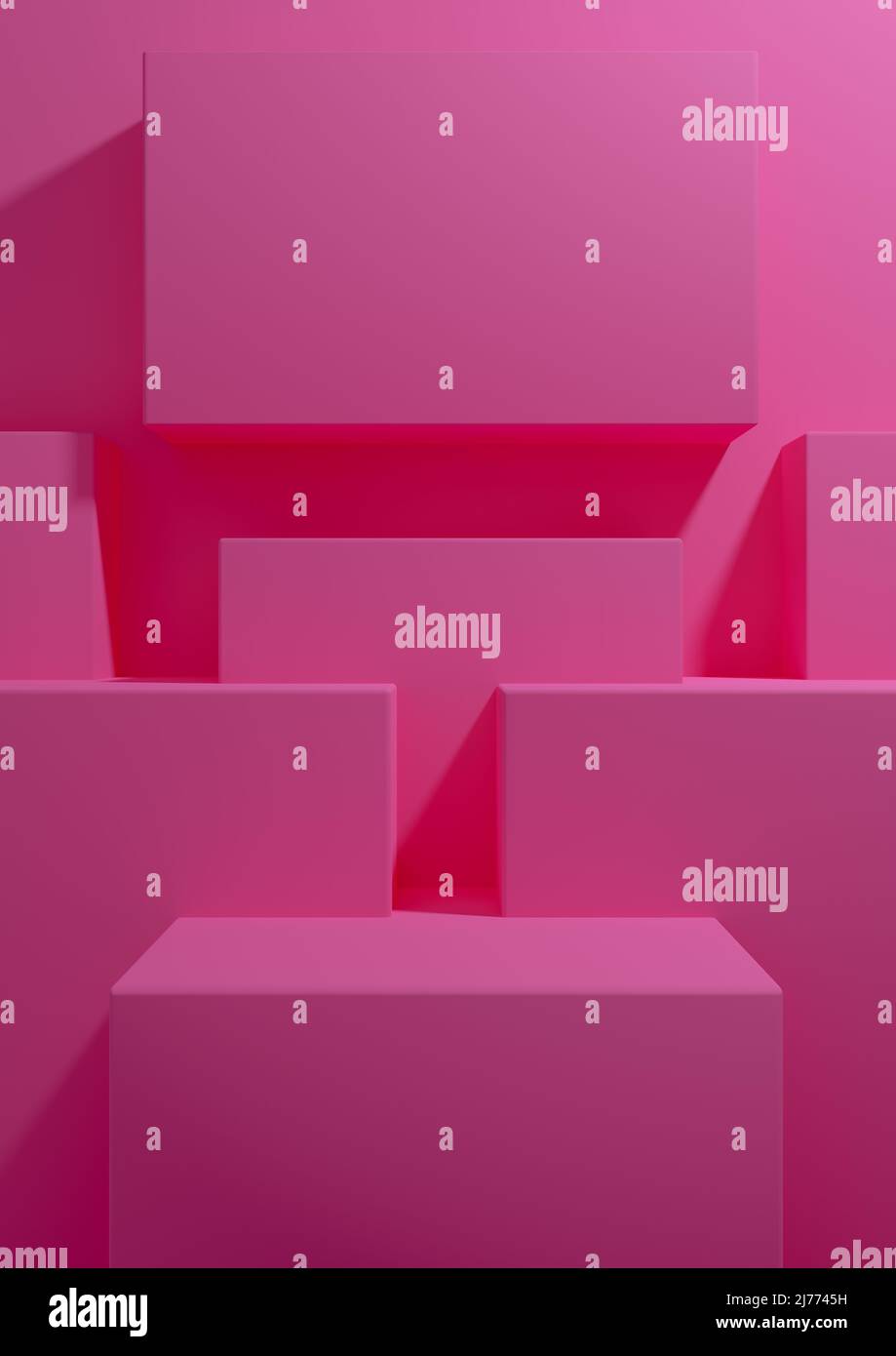 Bright magenta, neon pink 3D rendering product display background ...