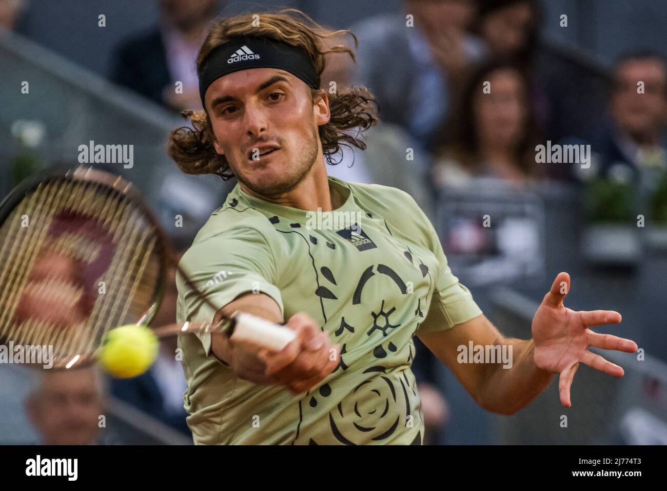 Madrid, Spain. 06th May, 2022. STEFANOS TSITSIPAS (GRE) returns the ...