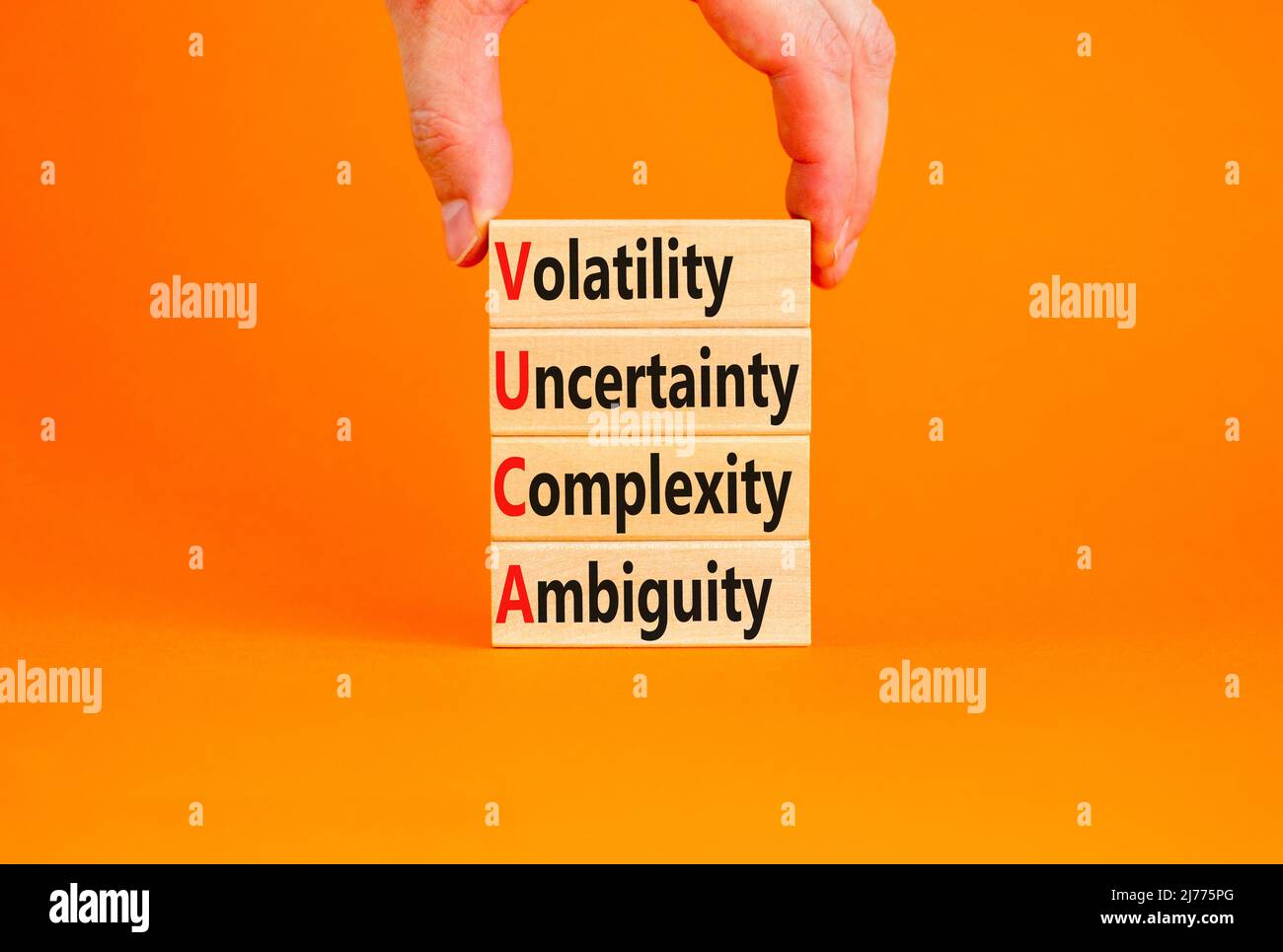 VUCA volatility uncertainty complexity ambiguity symbol. Concept words ...