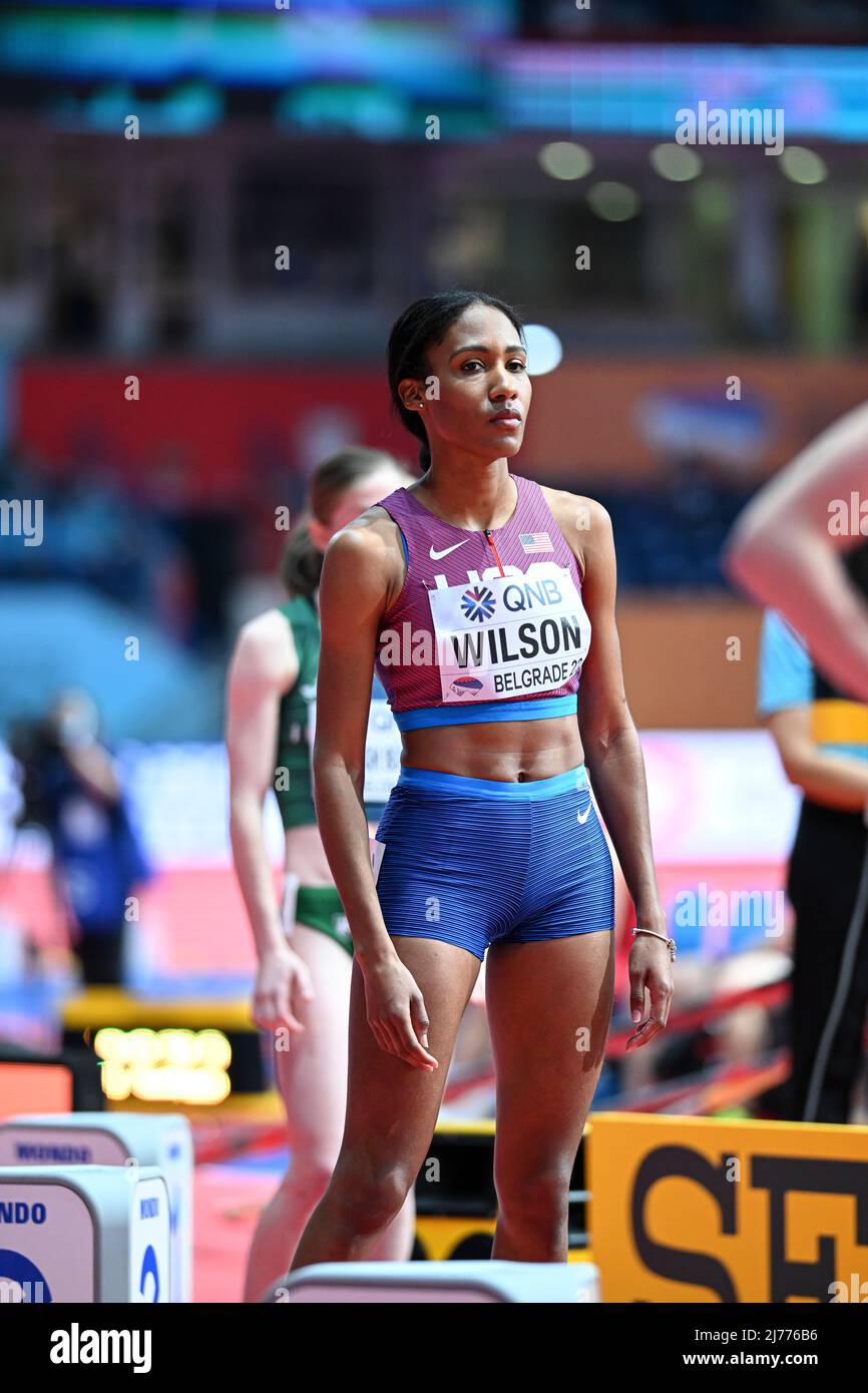 Ajee Wilson participating in the Belgrade 2022 World Indoor ...