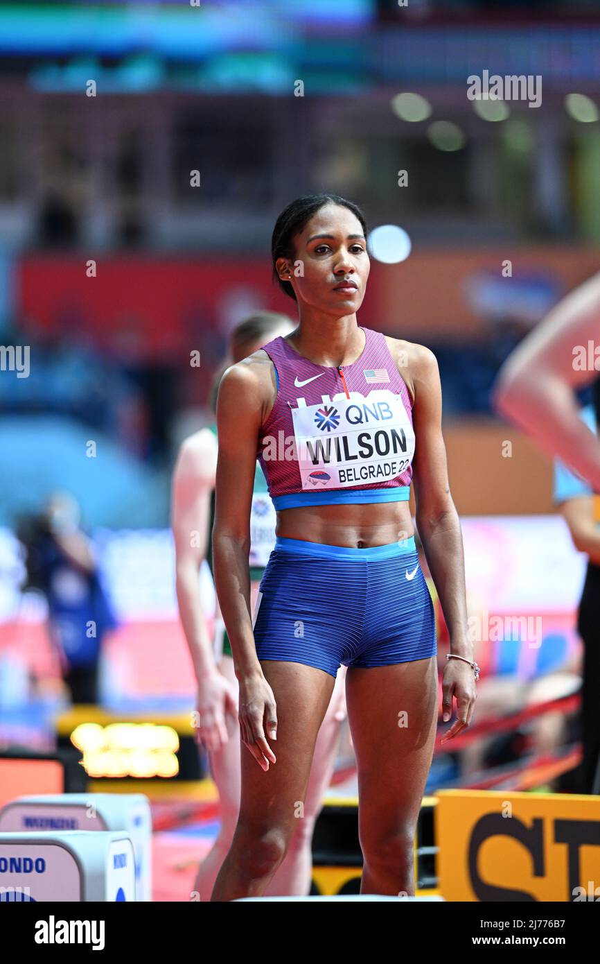 Ajee Wilson participating in the Belgrade 2022 World Indoor ...