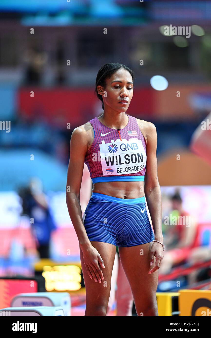 Ajee Wilson participating in the Belgrade 2022 World Indoor ...