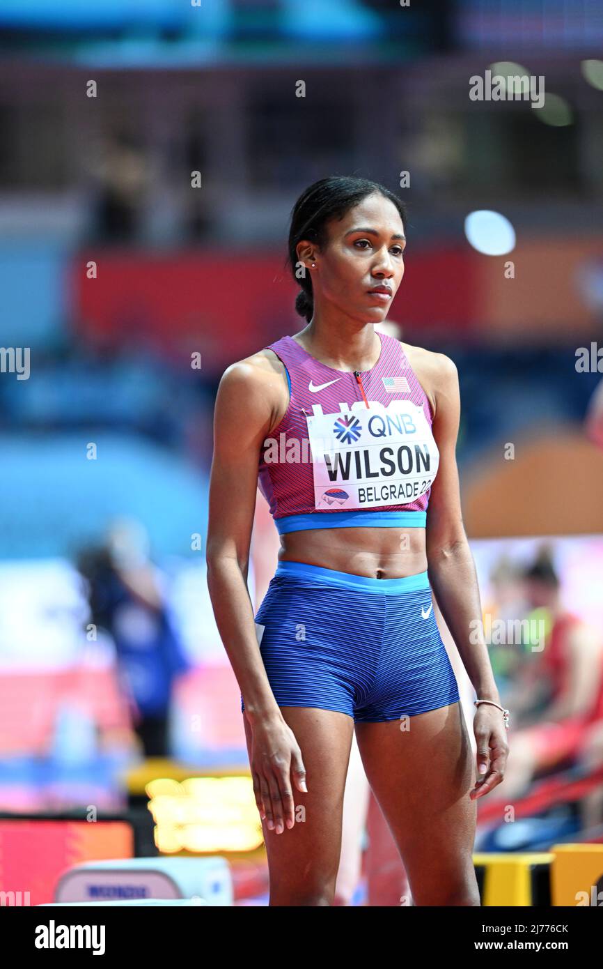Ajee Wilson participating in the Belgrade 2022 World Indoor ...