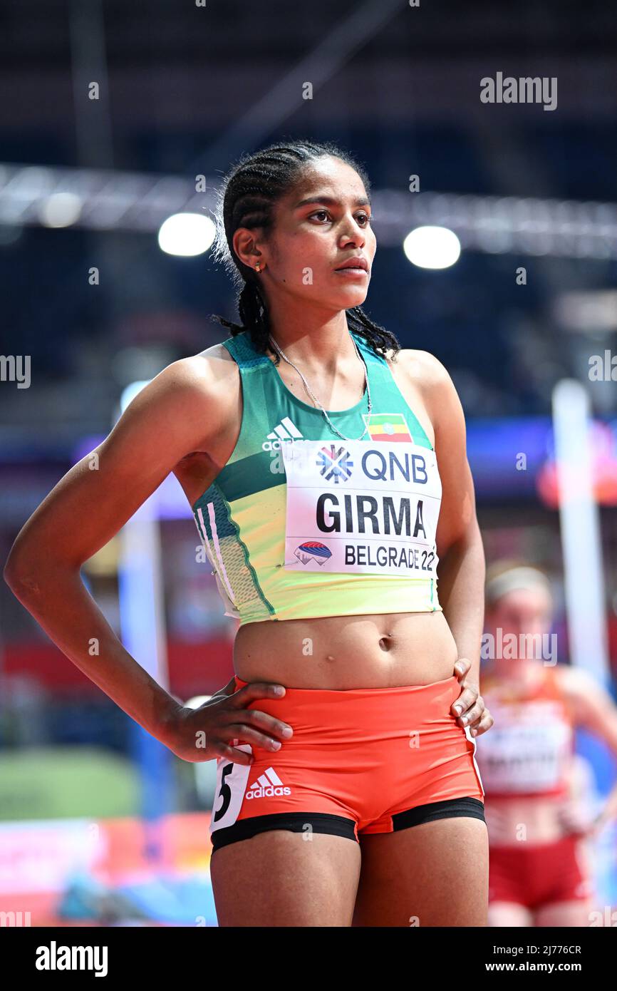 Tigist Girma participating in the Belgrade 2022 World Indoor ...