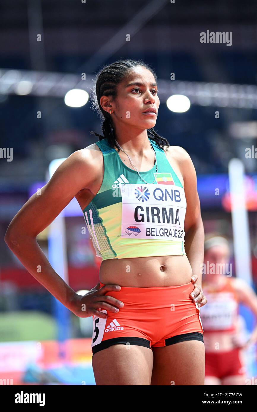 Tigist Girma participating in the Belgrade 2022 World Indoor ...