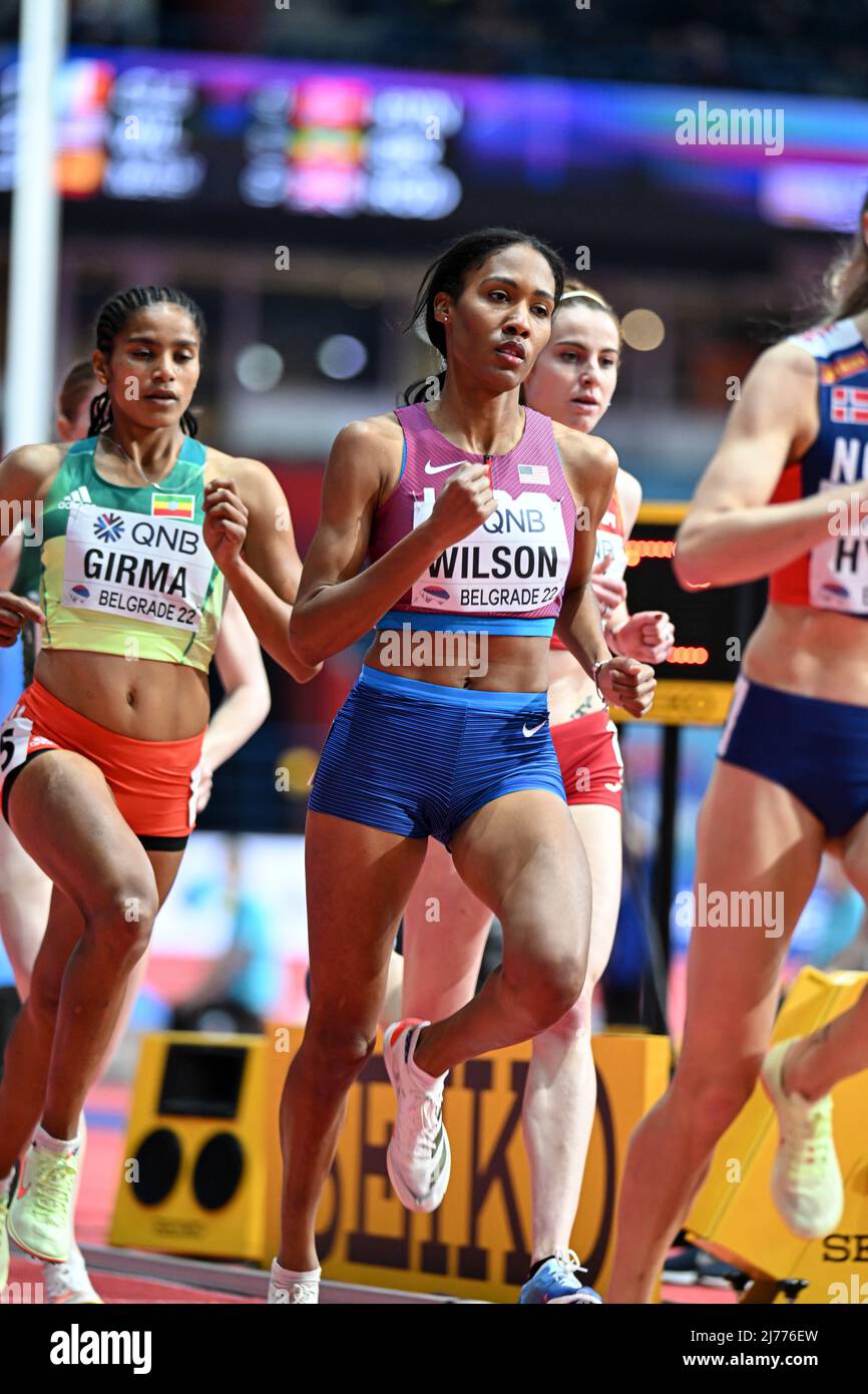 Ajee Wilson participating in the Belgrade 2022 World Indoor ...