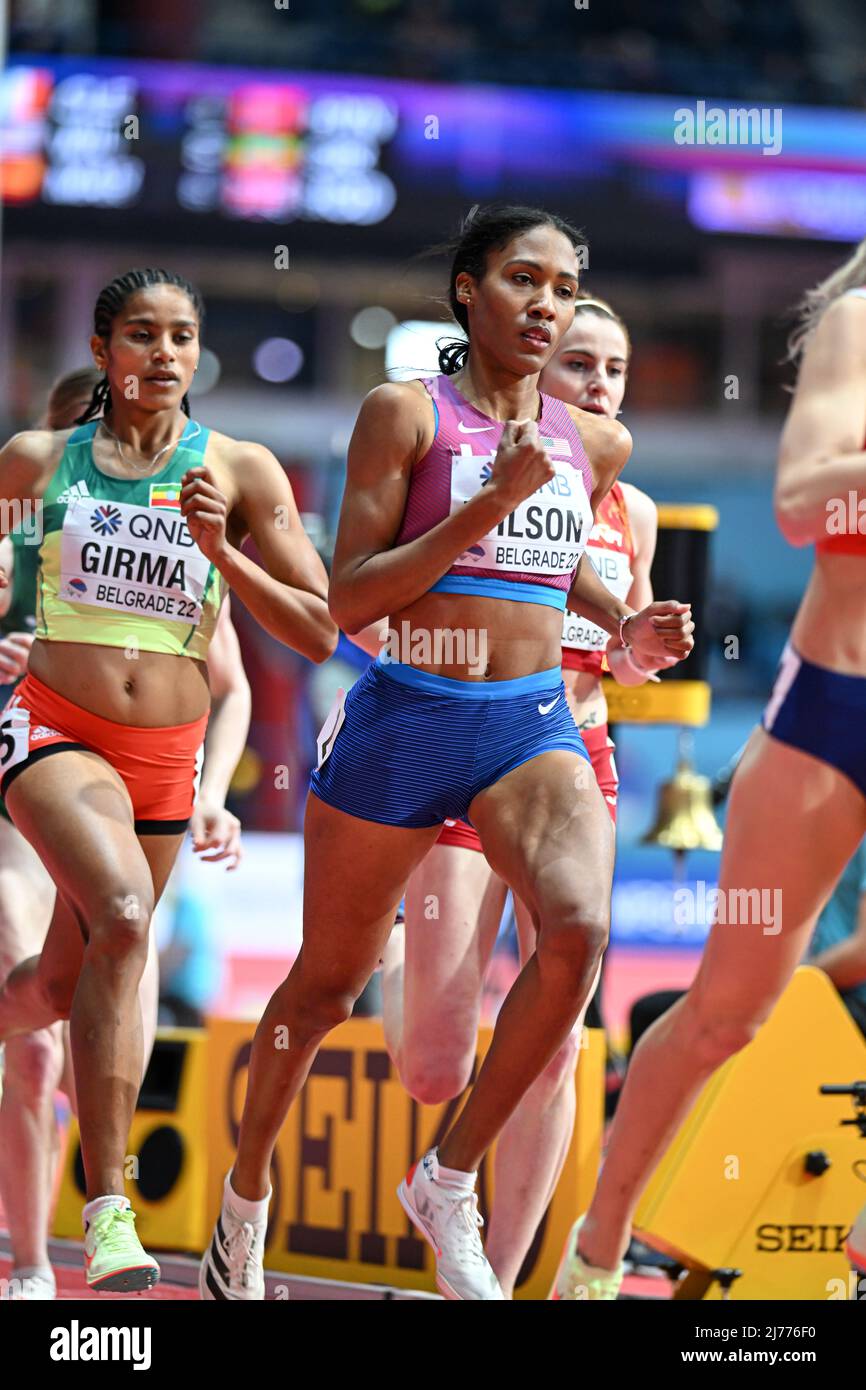 Ajee Wilson participating in the Belgrade 2022 World Indoor ...