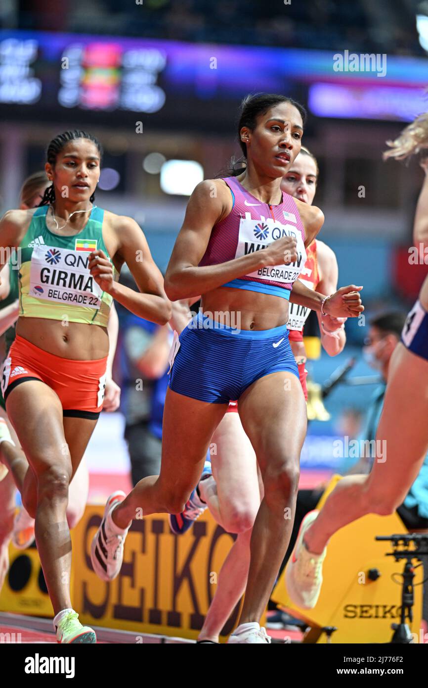 Ajee Wilson participating in the Belgrade 2022 World Indoor ...