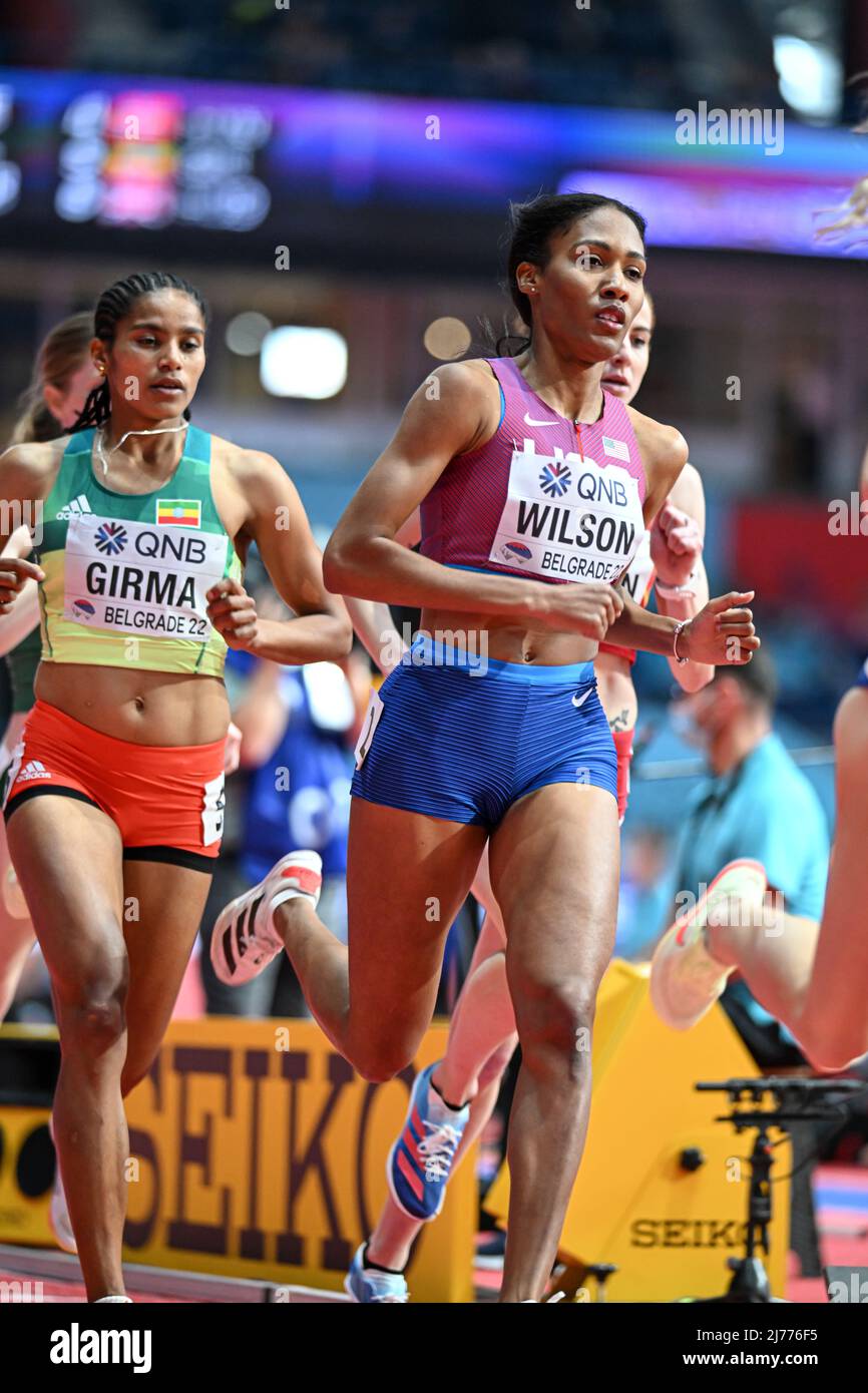 Ajee Wilson participating in the Belgrade 2022 World Indoor ...