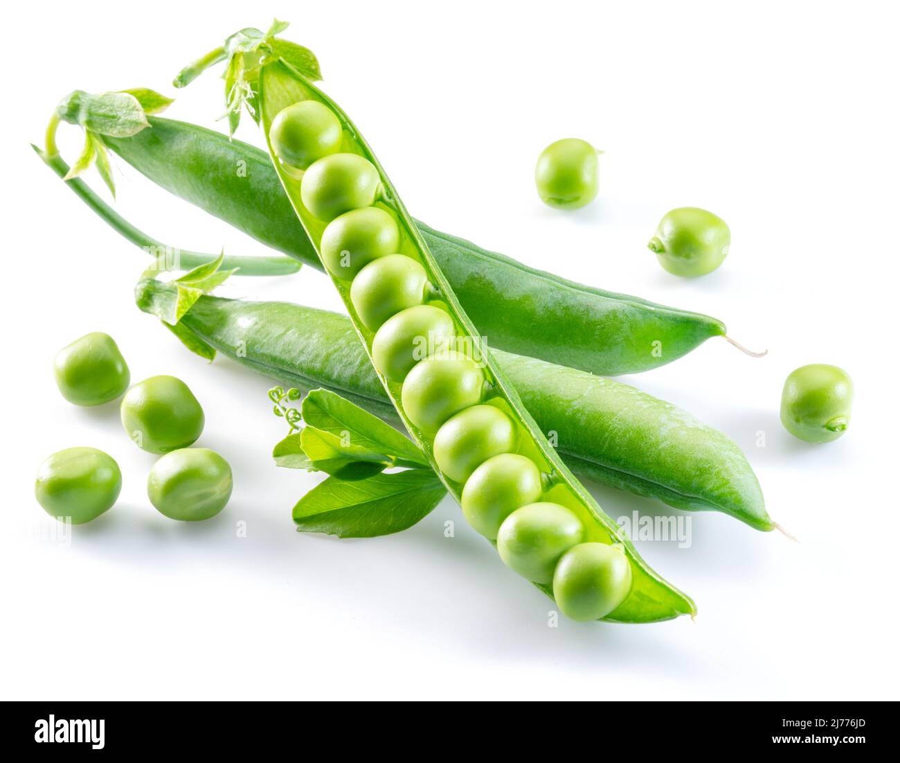 Perfect green peas in pod isolated on white background Stock Photo - Alamy