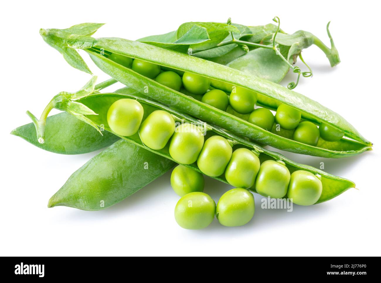 Perfect green peas in pod isolated on white background Stock Photo - Alamy