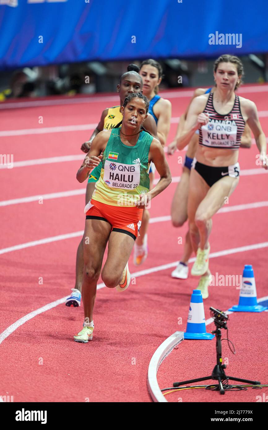 Freweyni Hailu participating in the Belgrade 2022 World Indoor ...