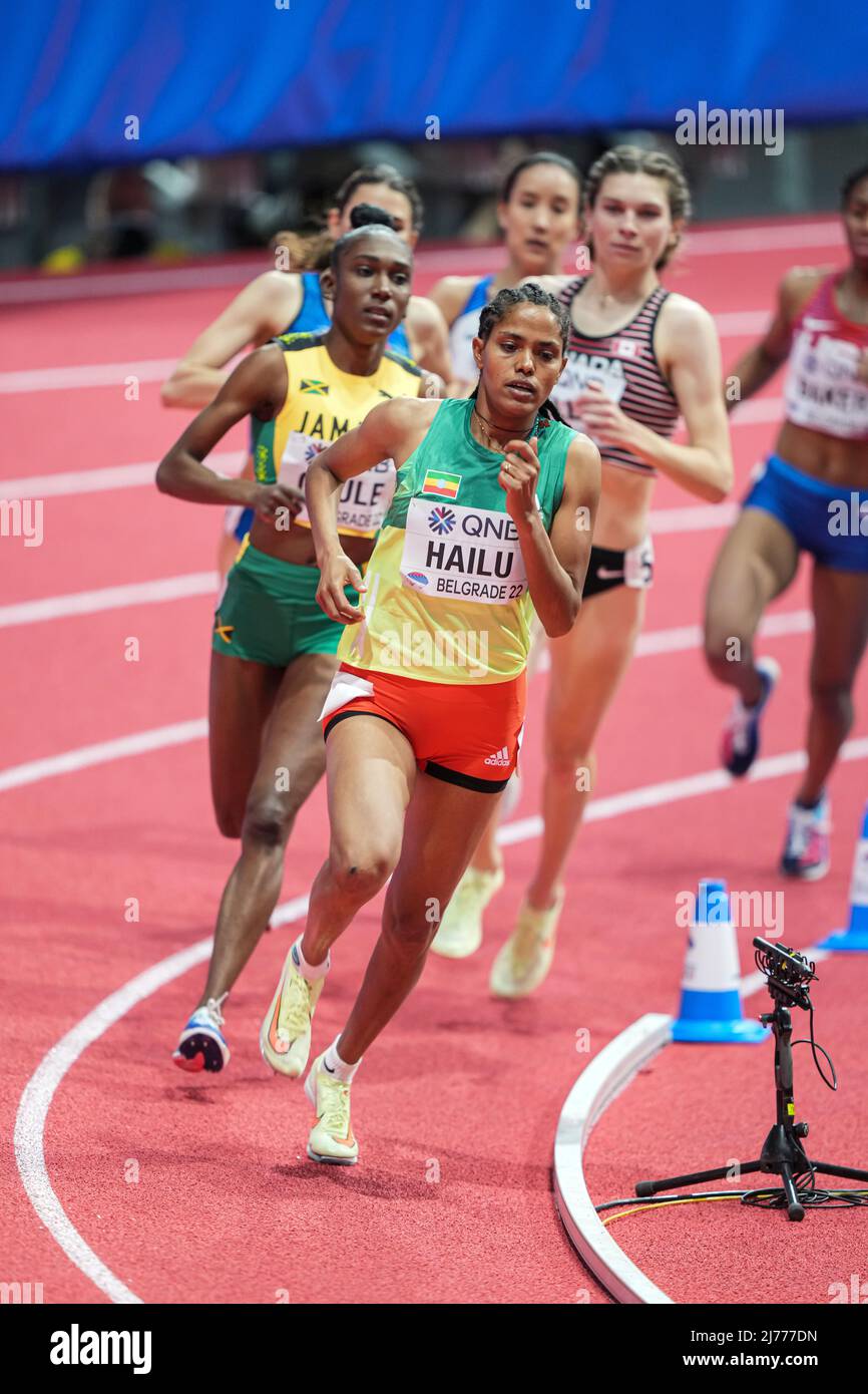 Freweyni Hailu participating in the Belgrade 2022 World Indoor ...