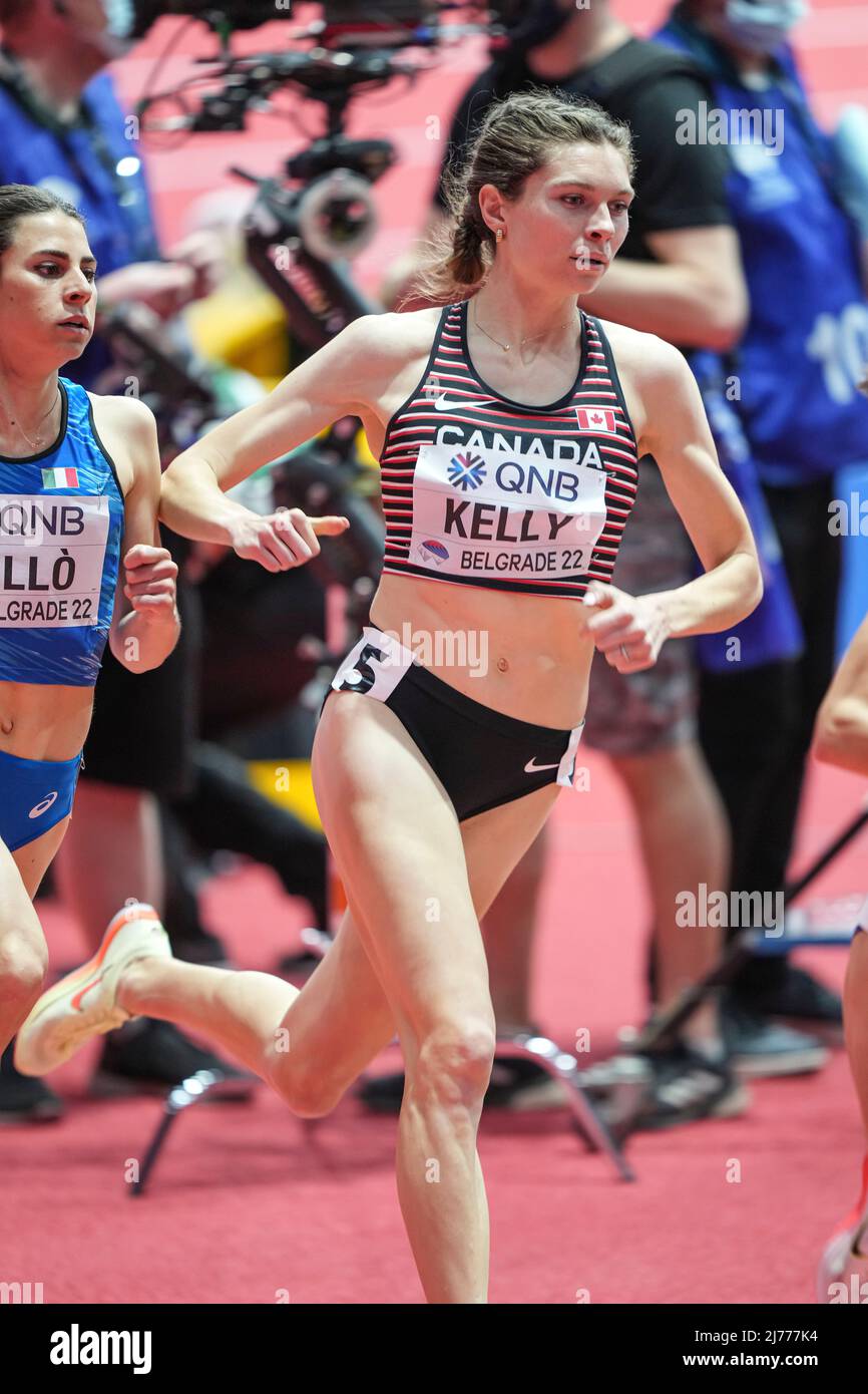 Madeleine Kelly participating in the Belgrade 2022 World Indoor Championships in the 800 meters ...