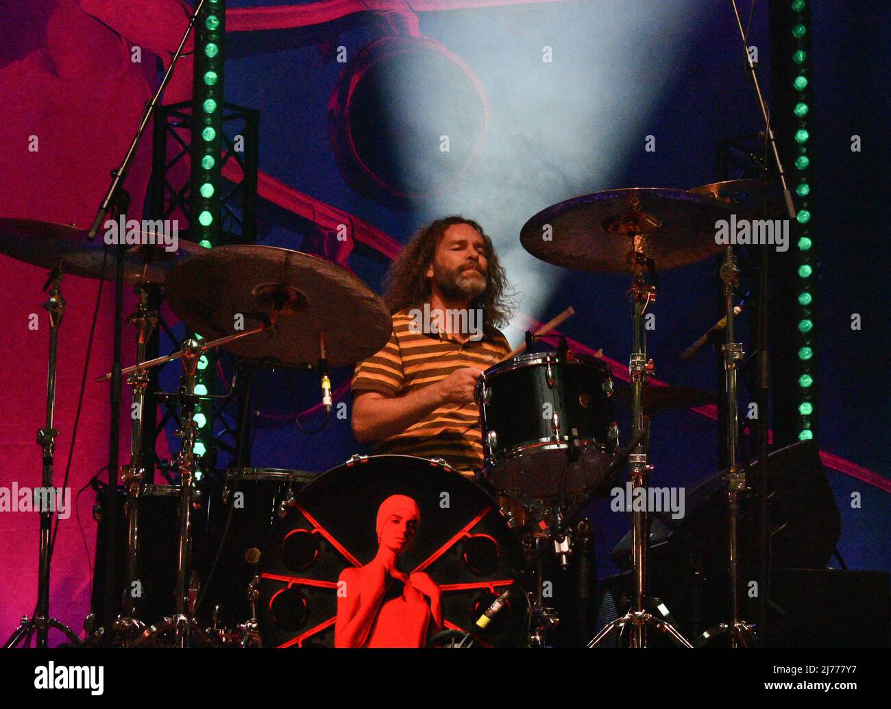 Drummer From Feeder Performing Live On Stage In Concert At The O2 ...