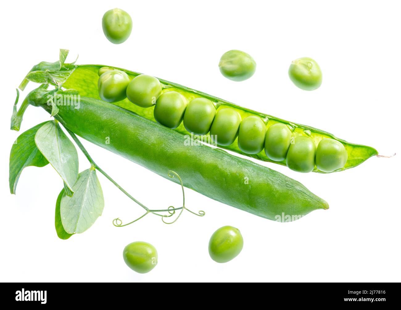 Perfect green peas in pod isolated on white background Stock Photo - Alamy