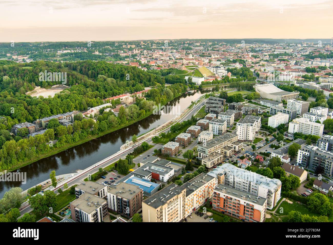 Aerial view of residential area in Vilnius, Lithuania. New modern ...