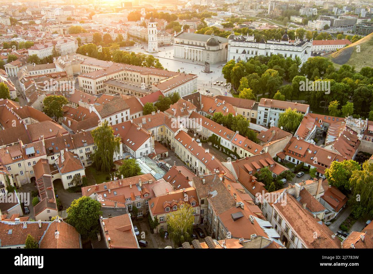 Aerial view of Vilnius Old Town, one of the largest surviving medieval ...